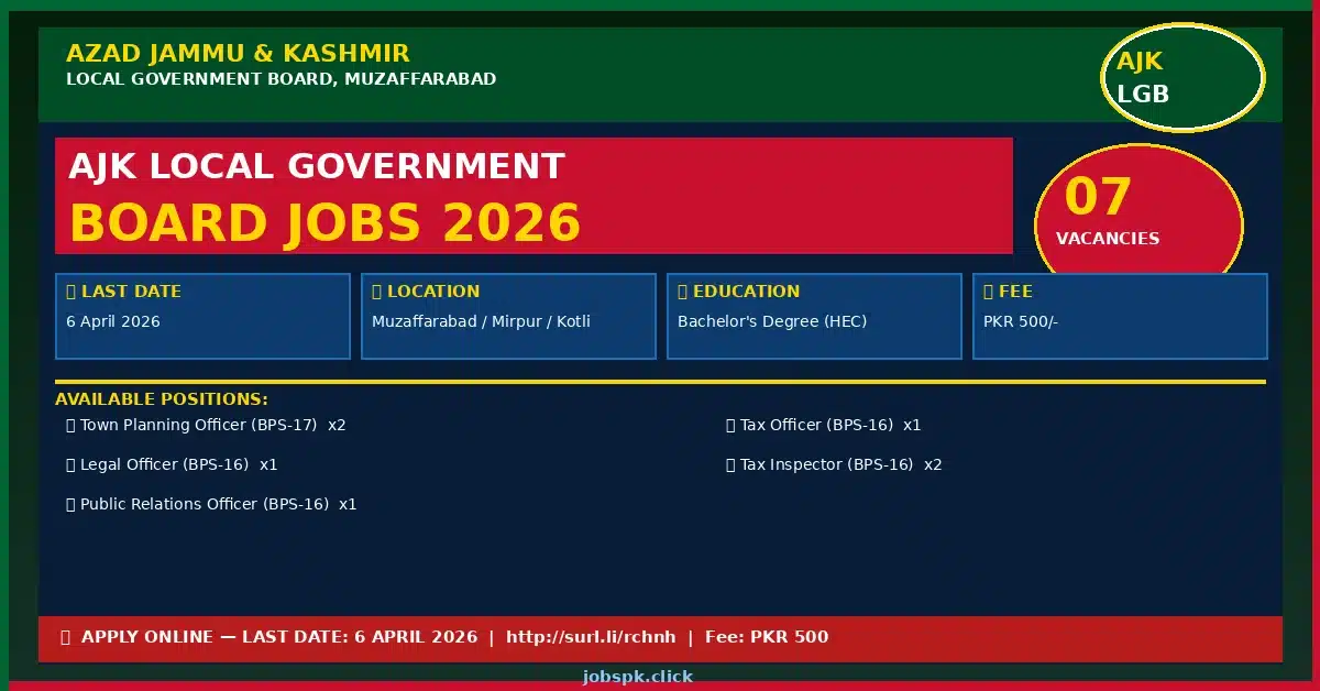 AJK Local Government Board Jobs 2026 — 07 Vacancies Announced | Apply ...