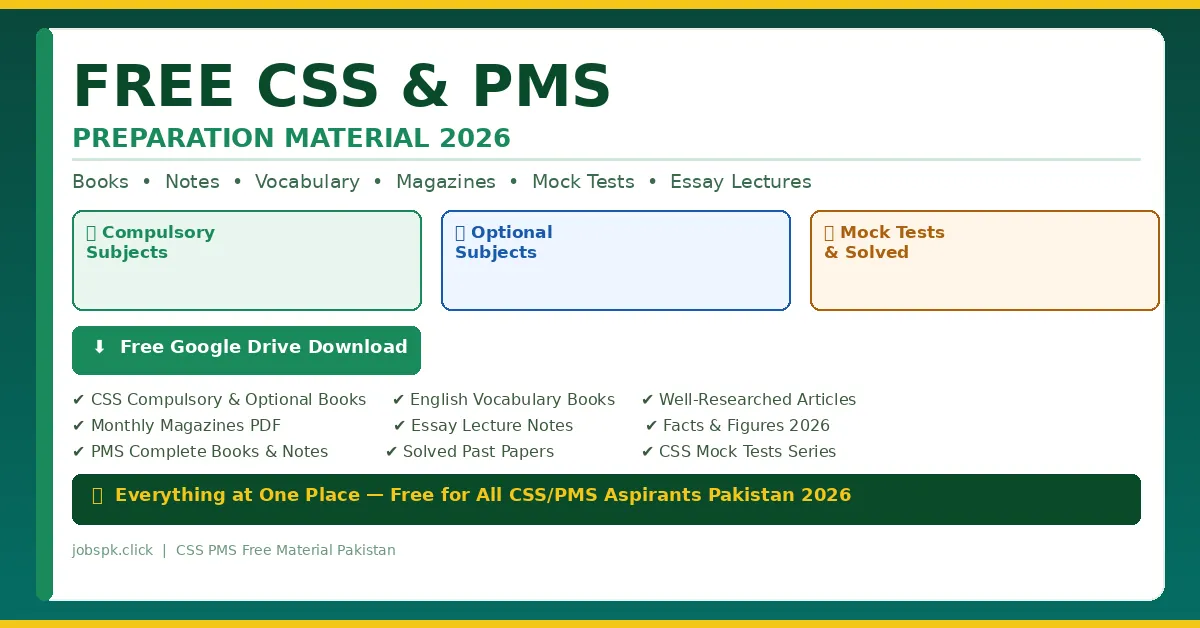 Free CSS & PMS Preparation Material 2026 — Books, Notes, English Books ...